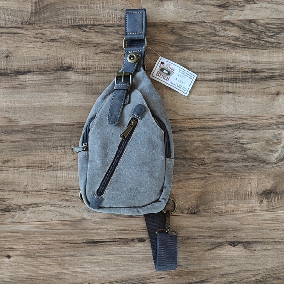Cargoit | Bags | Nwt Leather And Canvas Sling Bag | Poshmark